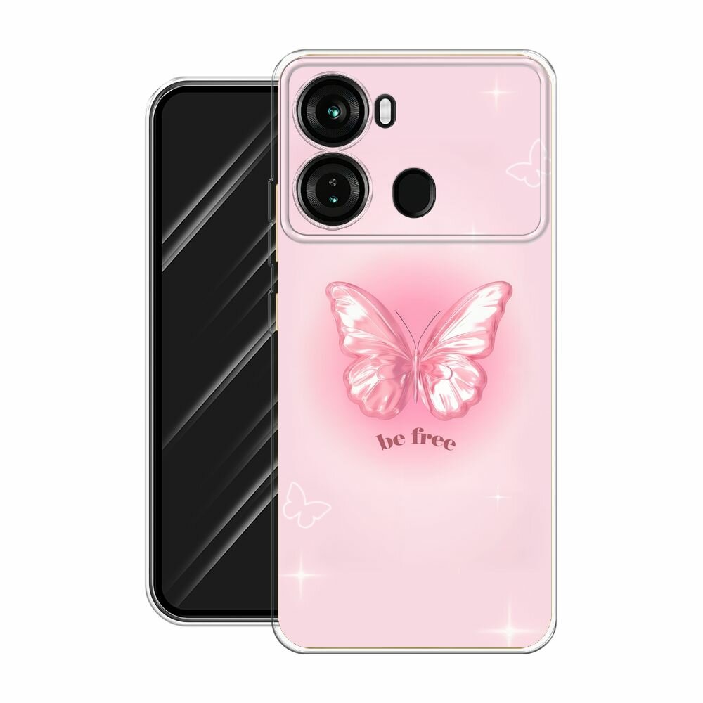 Чехол на Itel P40 / Ител P40 с принтом "Be free butterfly 1" — фото 1