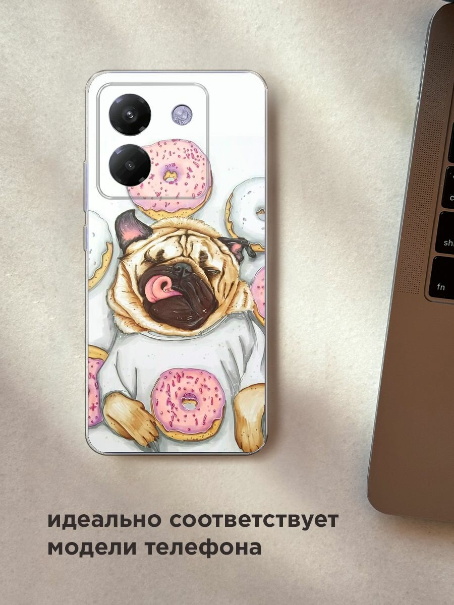 Чехол на Poco M7 Pro / Поко М7 Про с принтом "Счастливый мопс" — фото 1