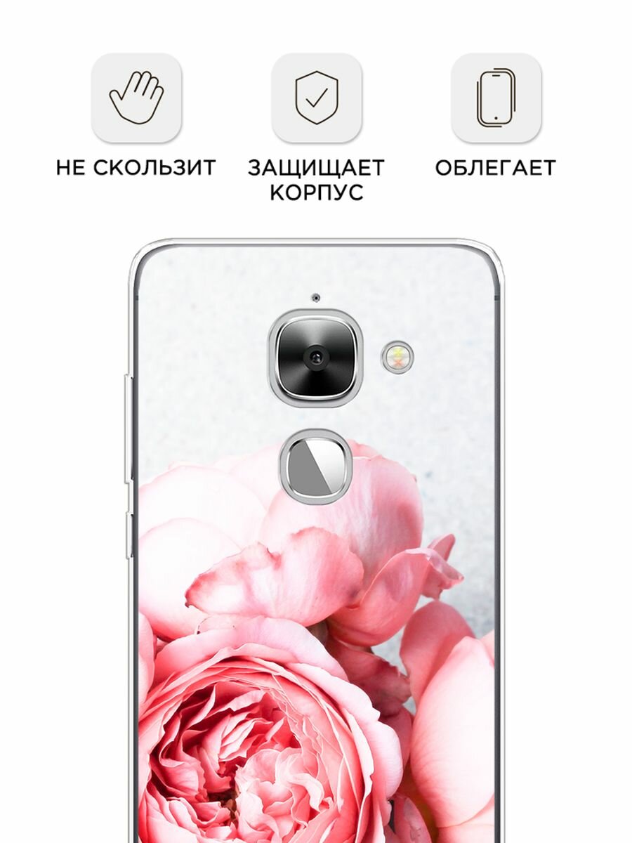 Чехол на LeEco Le 2/2 pro / Лееко Ле 2/2 про с принтом "Пионы на белом" — фото 1
