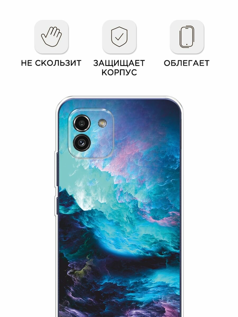 Чехол на Samsung Galaxy A03 / Самсунг Галакси А03 с принтом "Бирюзовое небо" — фото 1