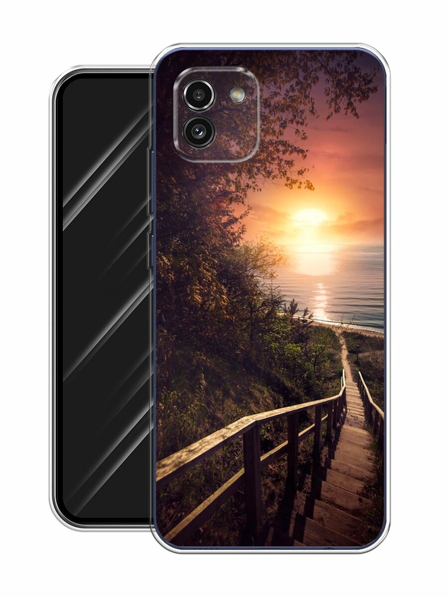 Чехол на Samsung Galaxy A03 / Самсунг Галакси А03 с принтом "Мост у воды" — фото 1