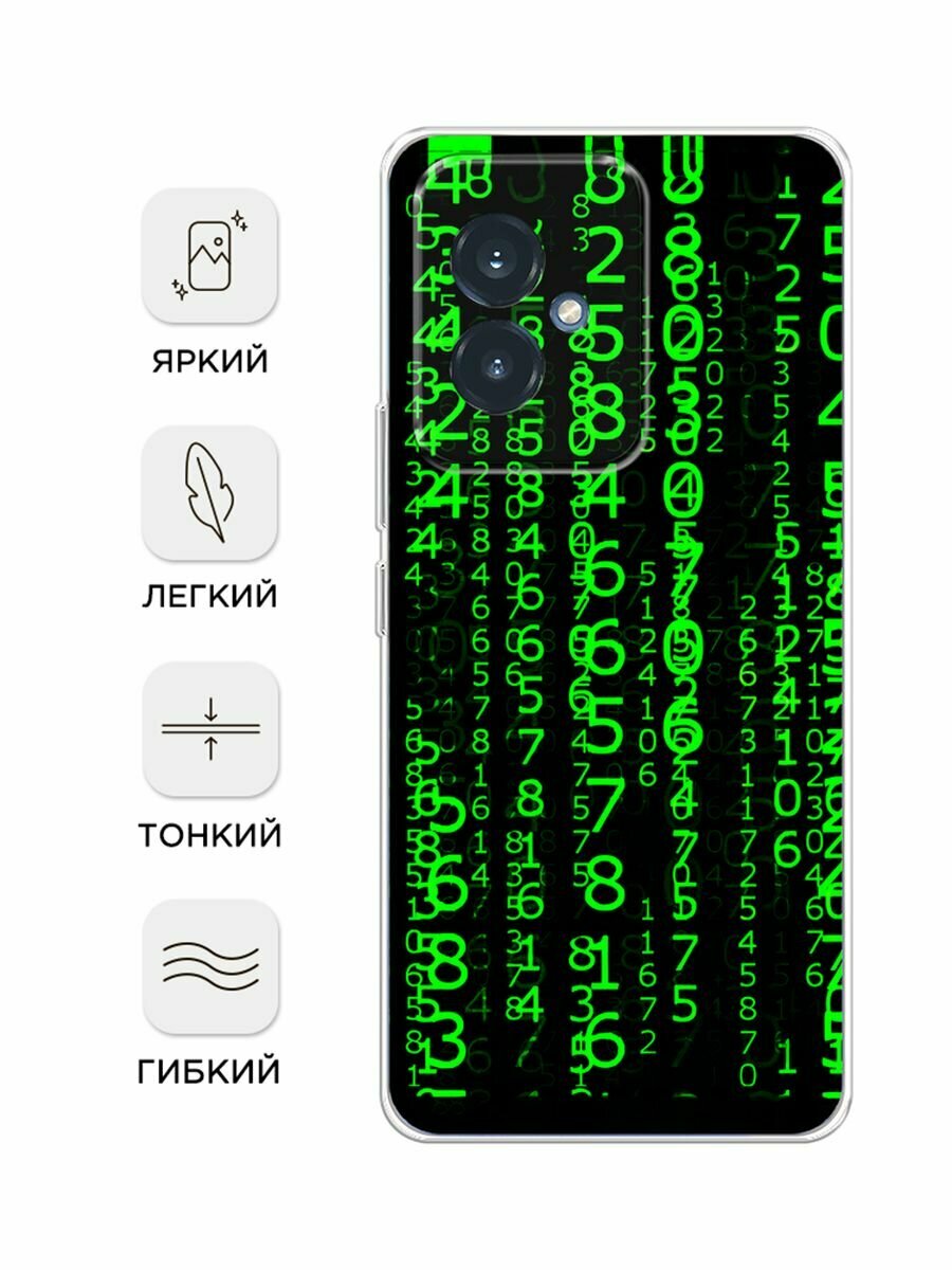 Силиконовый чехол на Honor 100 / Хонор 100 с принтом "Цифры матрицы" — фото 1