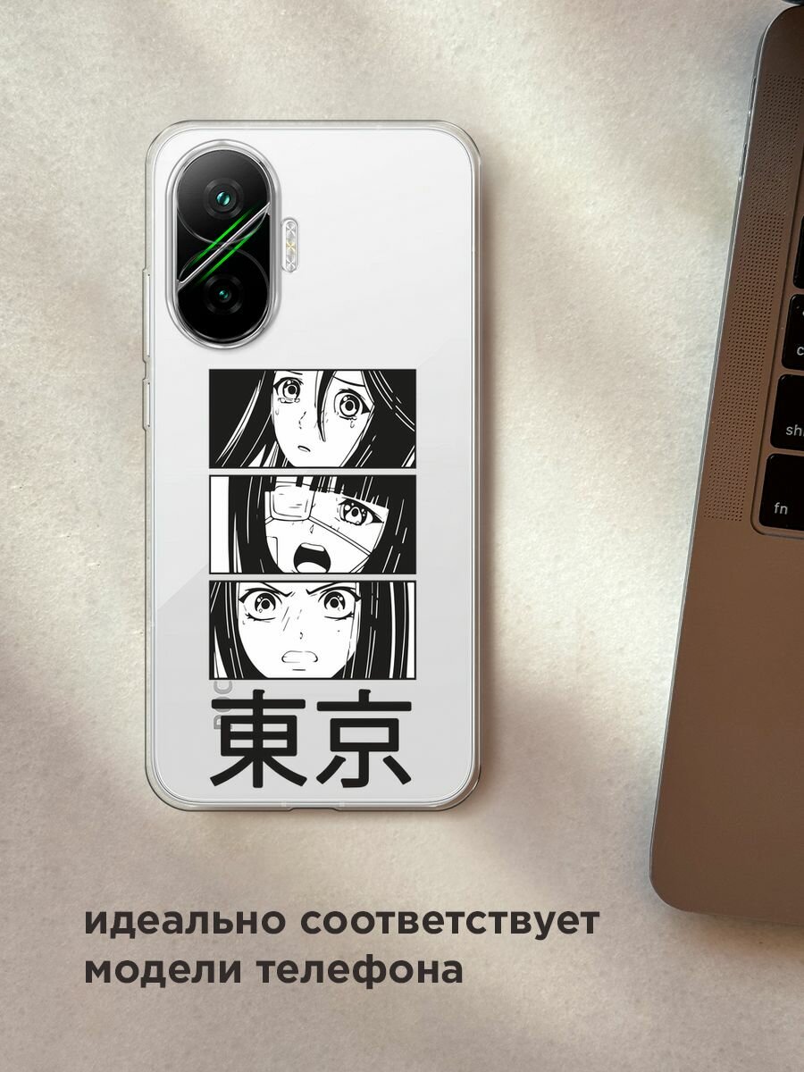 Чехол на Poco F7 / Поко F7 с принтом "Tokyo girls", прозрачный — фото 1