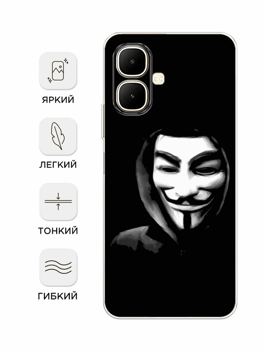Чехол на Infinix Smart 10 / Инфиникс Смарт 10 с принтом "Анонимус" — фото 1