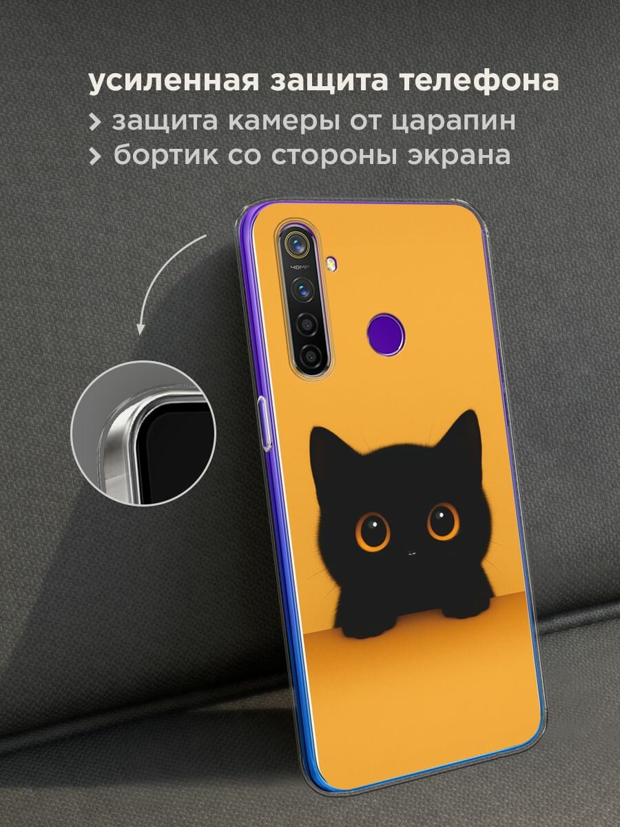 Чехол на Realme 5 Pro / Реалми 5 Про с принтом "Контрастный котик" — фото 1