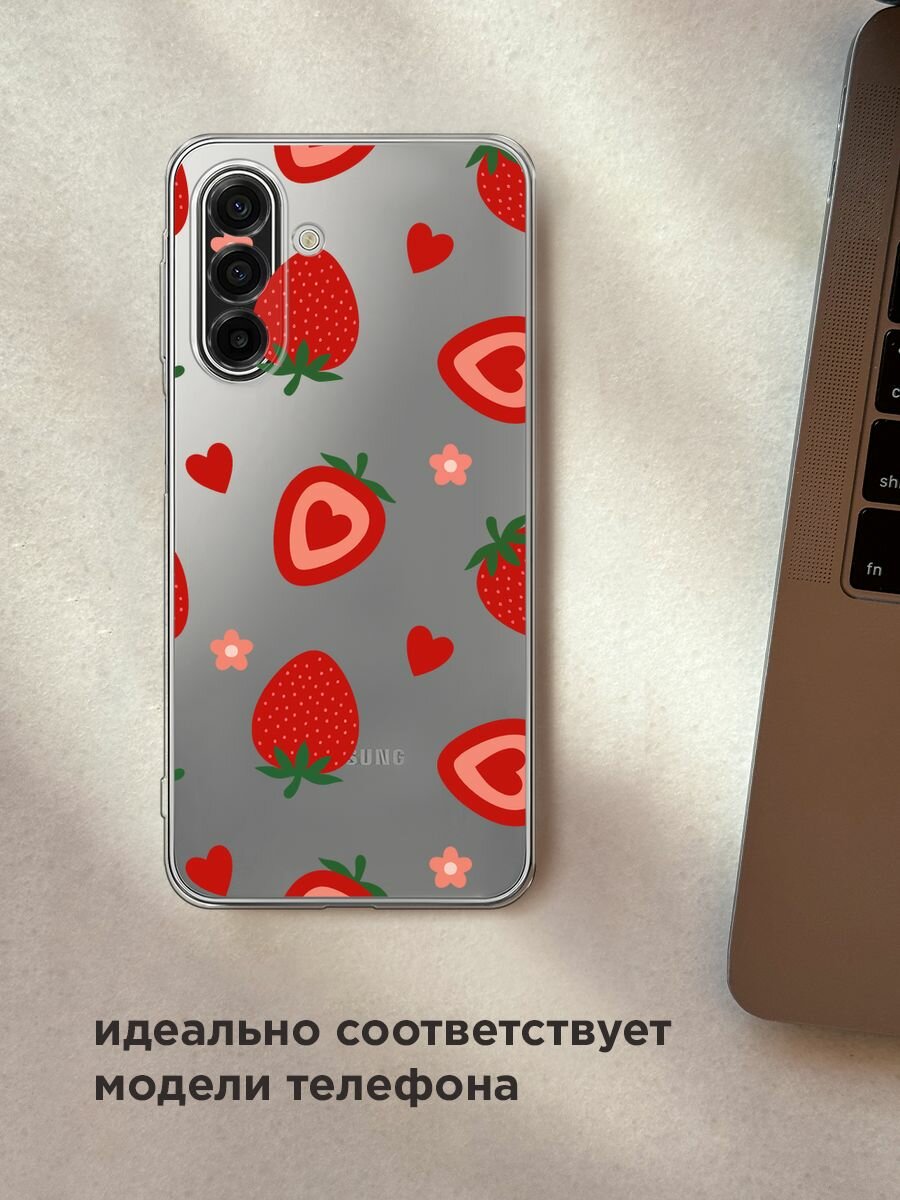 Чехол на Samsung Galaxy A17 / Самсунг А17 с принтом "Heart strawberries 2 - 14 февраля", прозрачный — фото 1