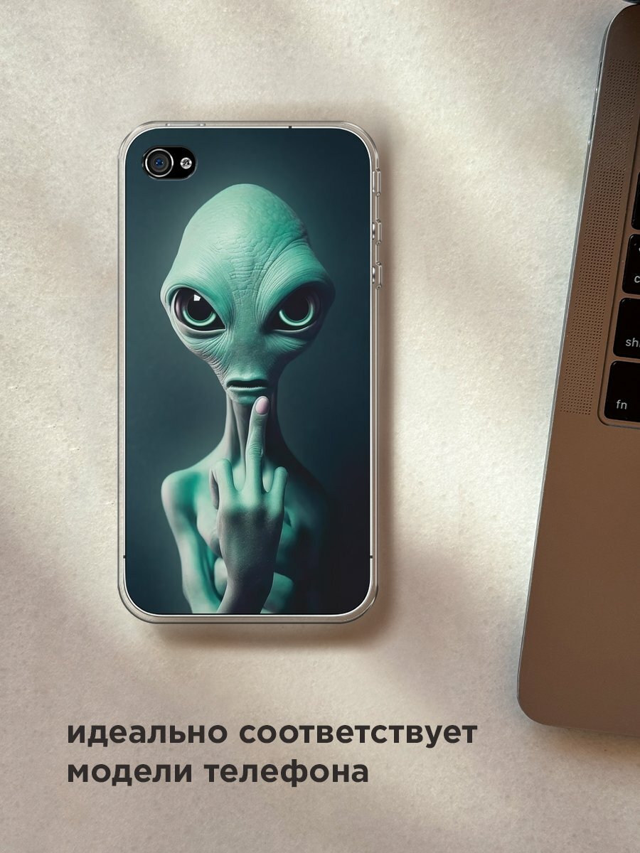 Чехол на Apple iPhone 4/4S / Айфон 4/4S с принтом "Жест пришельца" — фото 1