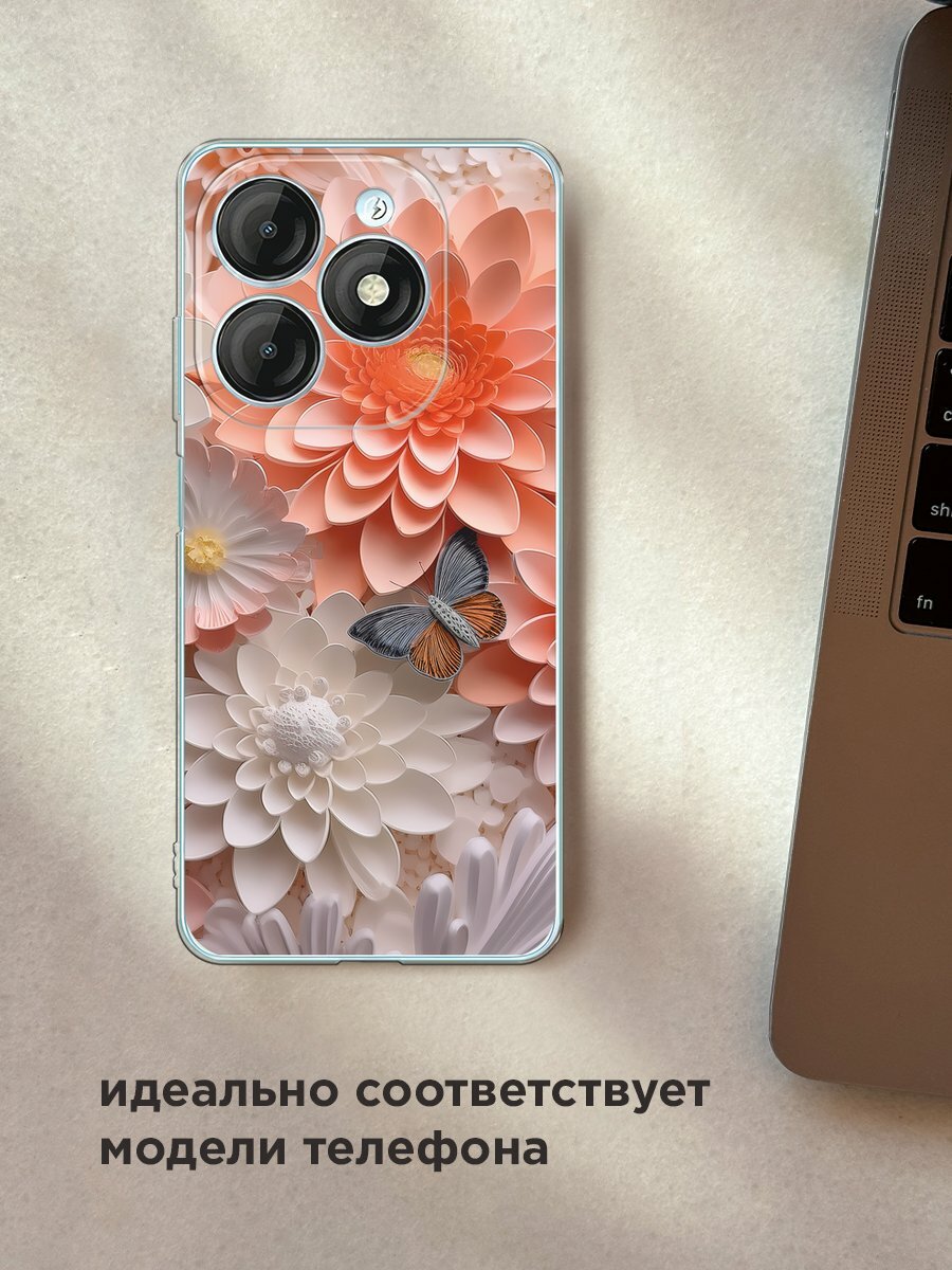 Силиконовый чехол на Itel P55 / Ител Р55 с принтом "Бумажные цветы" — фото 1