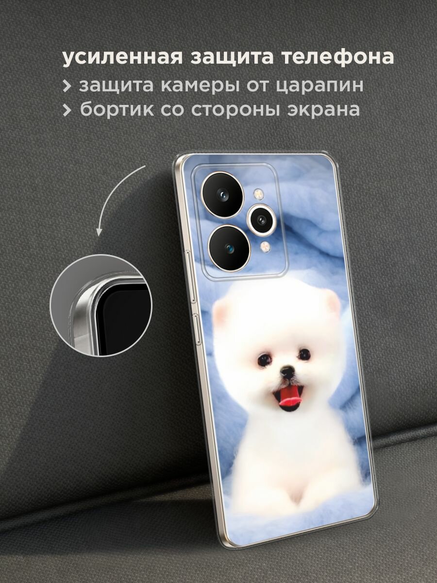 Силиконовый чехол на Realme 15 / Реалми 15 с принтом Белый пёсик — фото 1