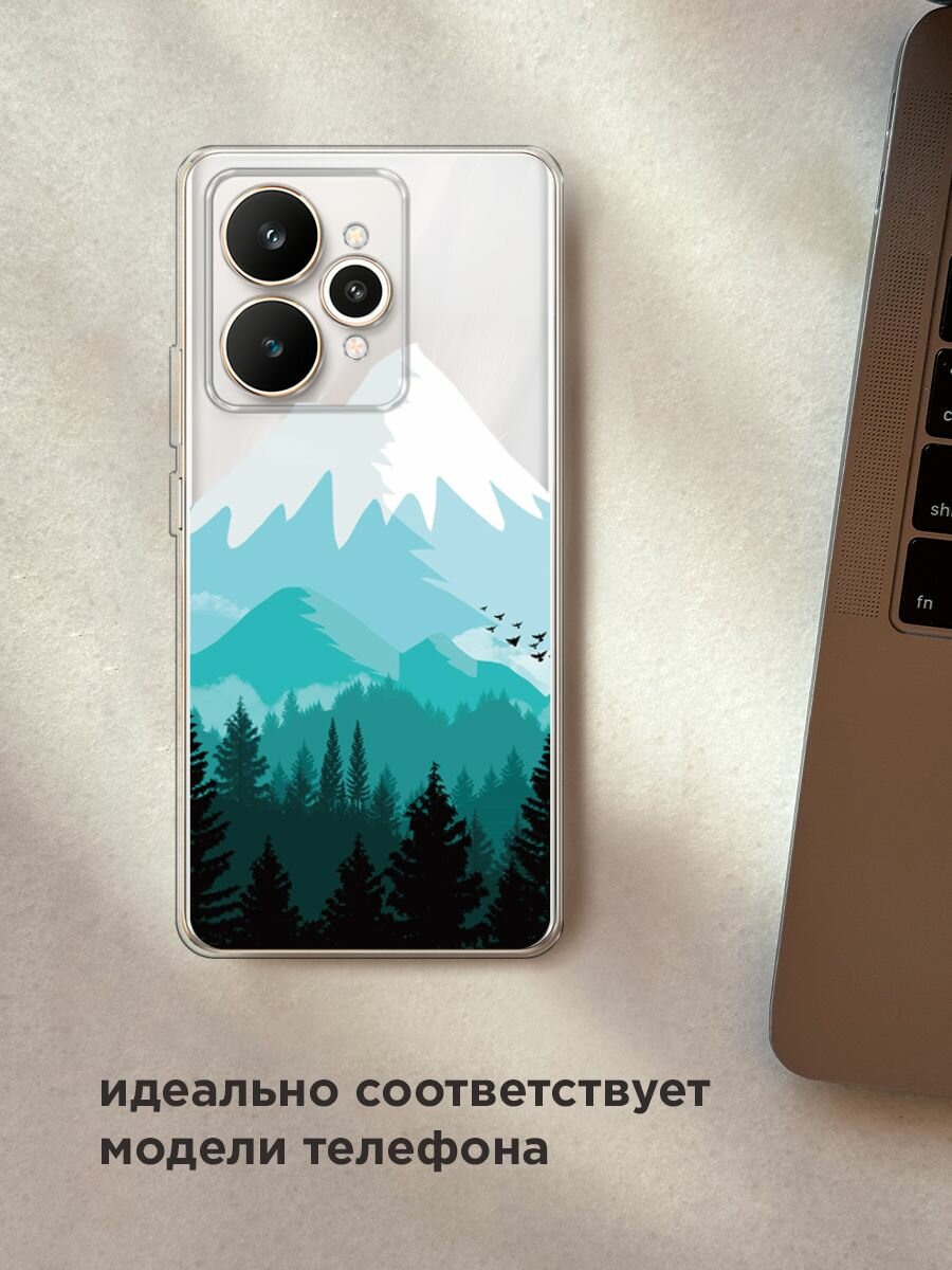 Чехол на Realme 15 / Реалми 15 с принтом "Синяя снежная гора", прозрачный — фото 1