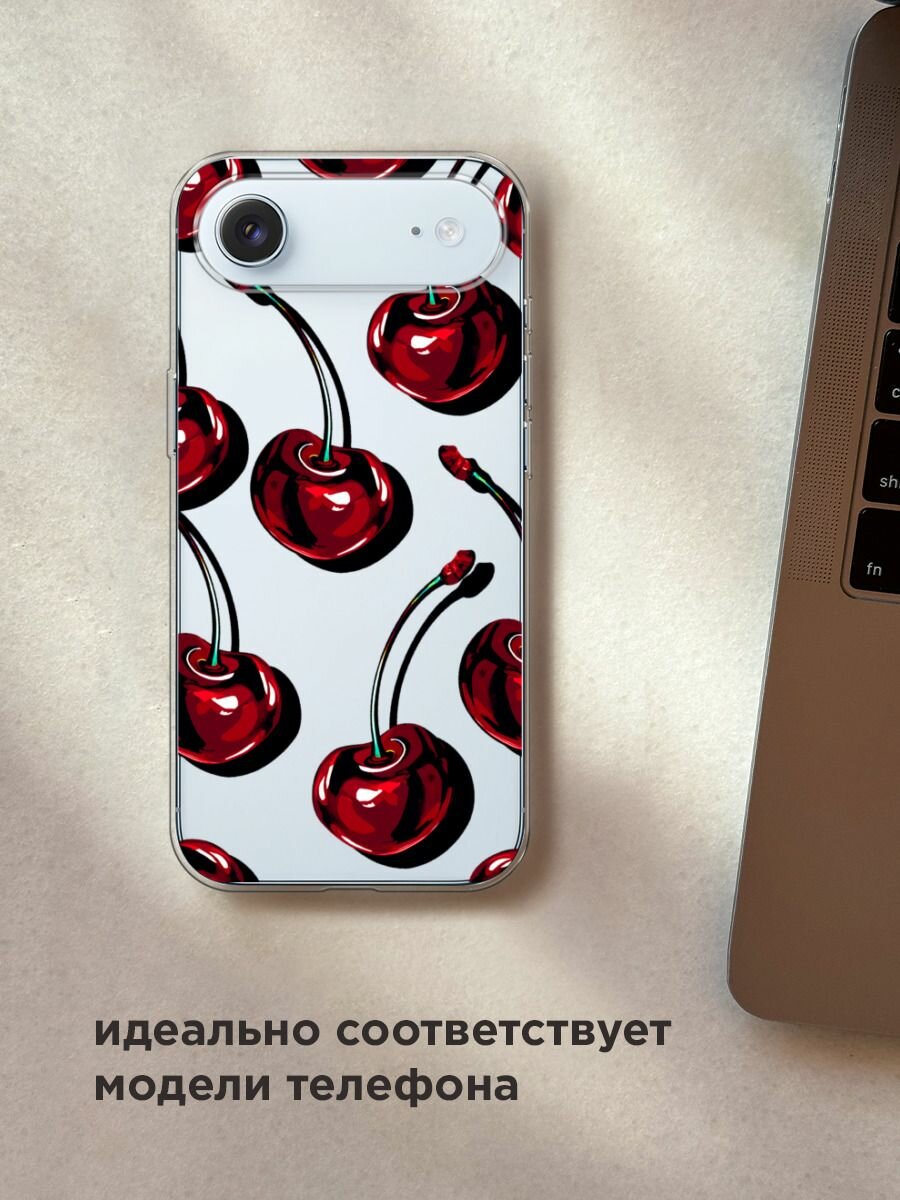Чехол на Apple iPhone Air / Айфон Айр с принтом "Сочные черешни", прозрачный — фото 1