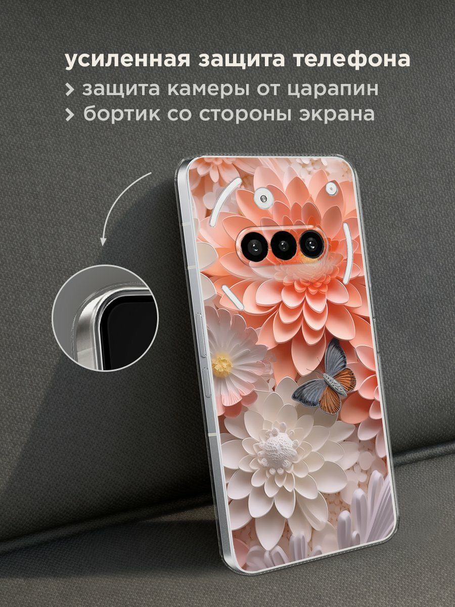 Чехол на Nothing Phone 3a / Нотинг Фон 3а с принтом "Бумажные цветы" — фото 1