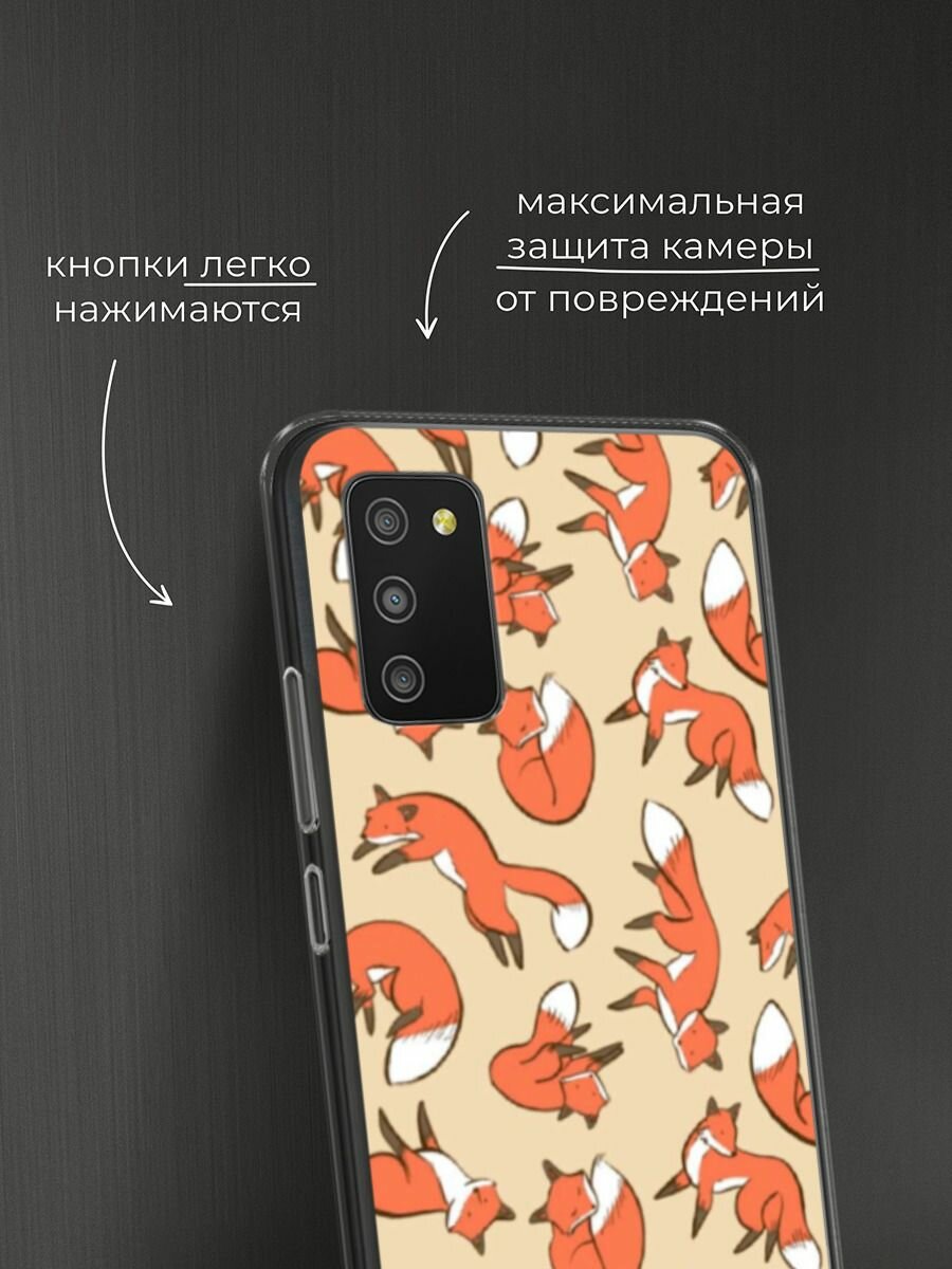 Чехол на Samsung Galaxy A02s / Самсунг Галакси A02s с принтом "Лисички фон" — фото 1