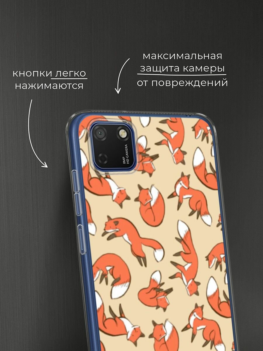 Чехол на Honor 9S/Huawei Y5p / Хонор 9S/Хуавей Y5p с принтом "Лисички фон" — фото 1