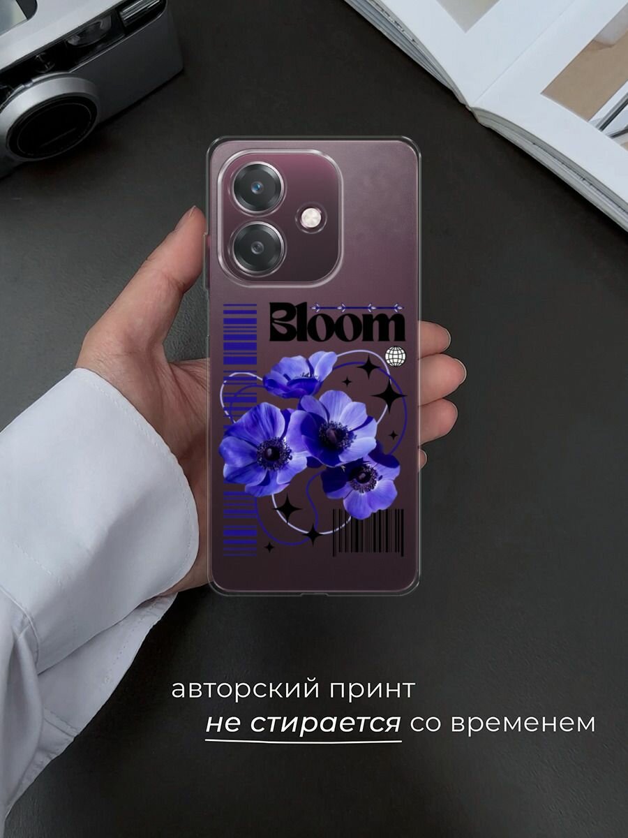 Чехол на Oppo A3/A3x / Оппо А3/A3x с принтом "Завораживающие анемоны", прозрачный — фото 1