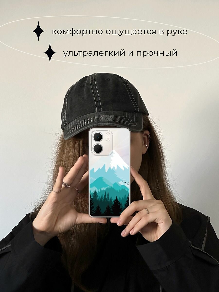 Чехол на Oppo A5x / Оппо А5x с принтом "Синяя снежная гора", прозрачный — фото 1