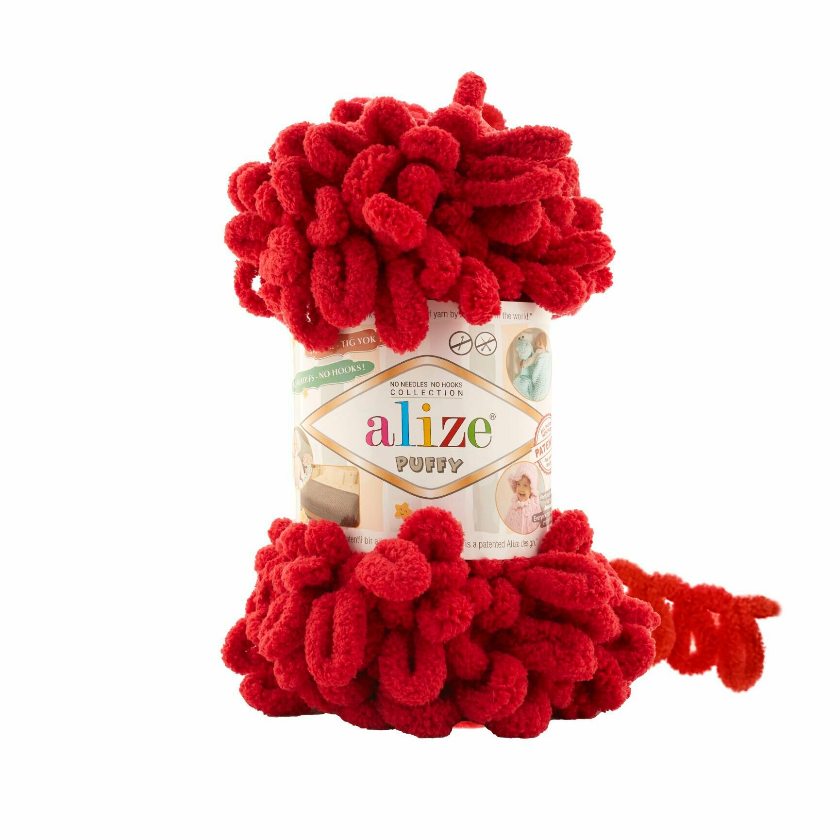 Пряжа для вязания Puffy Alize 2 мотка (9 м, 100 гр), цвет 106 кармин