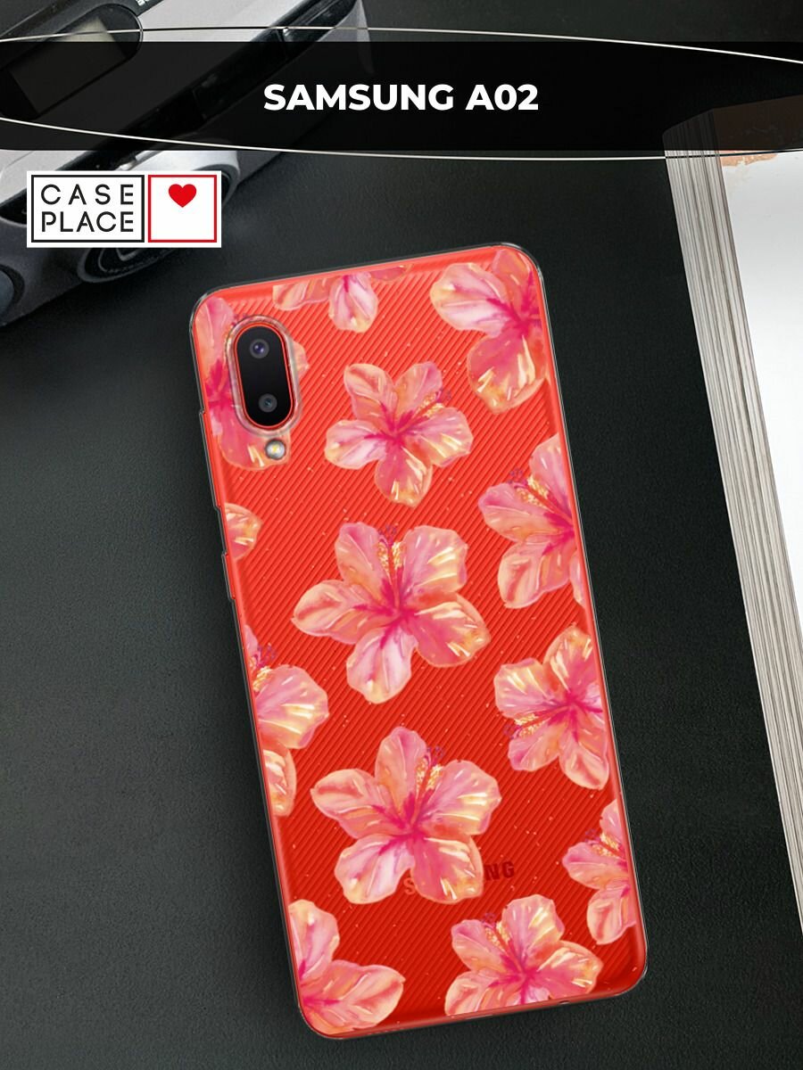 Чехол на Samsung Galaxy A02 / Самсунг Галакси А02 с принтом "Pink flowers"