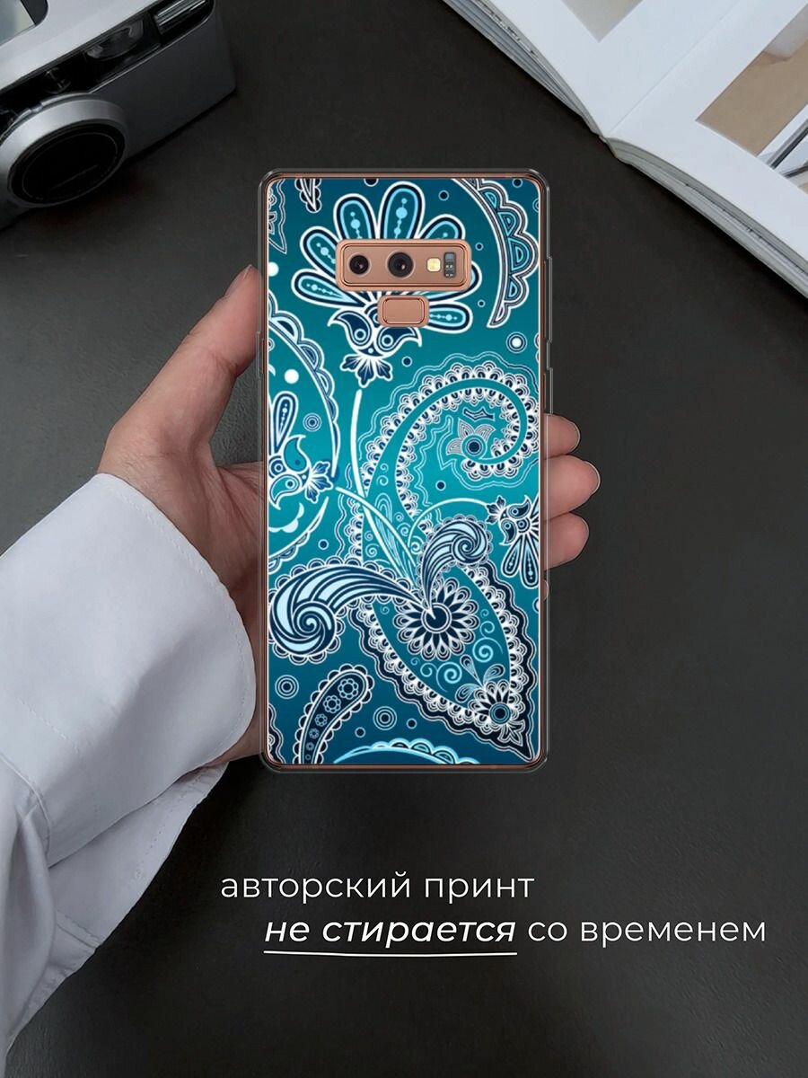 Чехол на Samsung Galaxy Note 9 / Самсунг Галакси Нот 9 с принтом "Узоры на синем" — фото 1