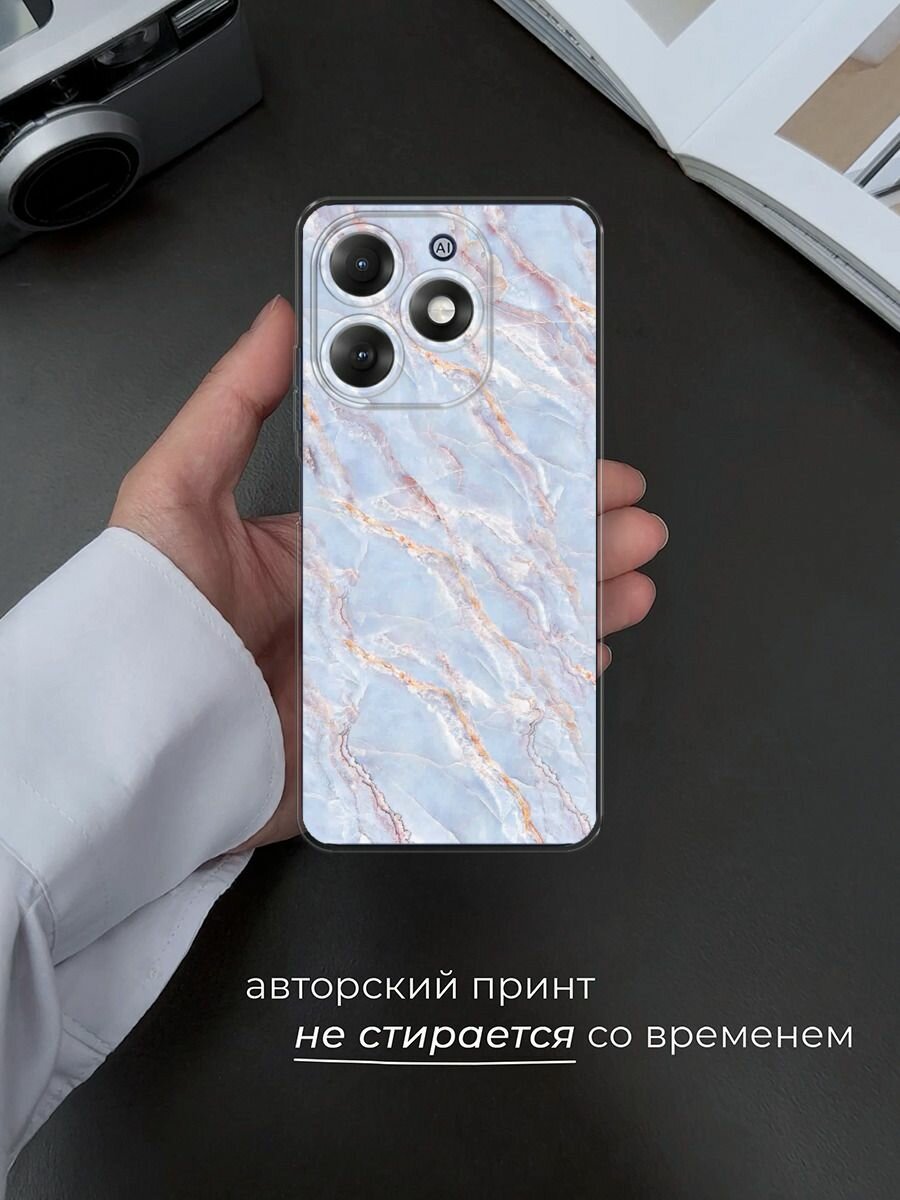 Силиконовый чехол на Itel A70 / Ител А70 с принтом "Сиреневый мрамор" — фото 1