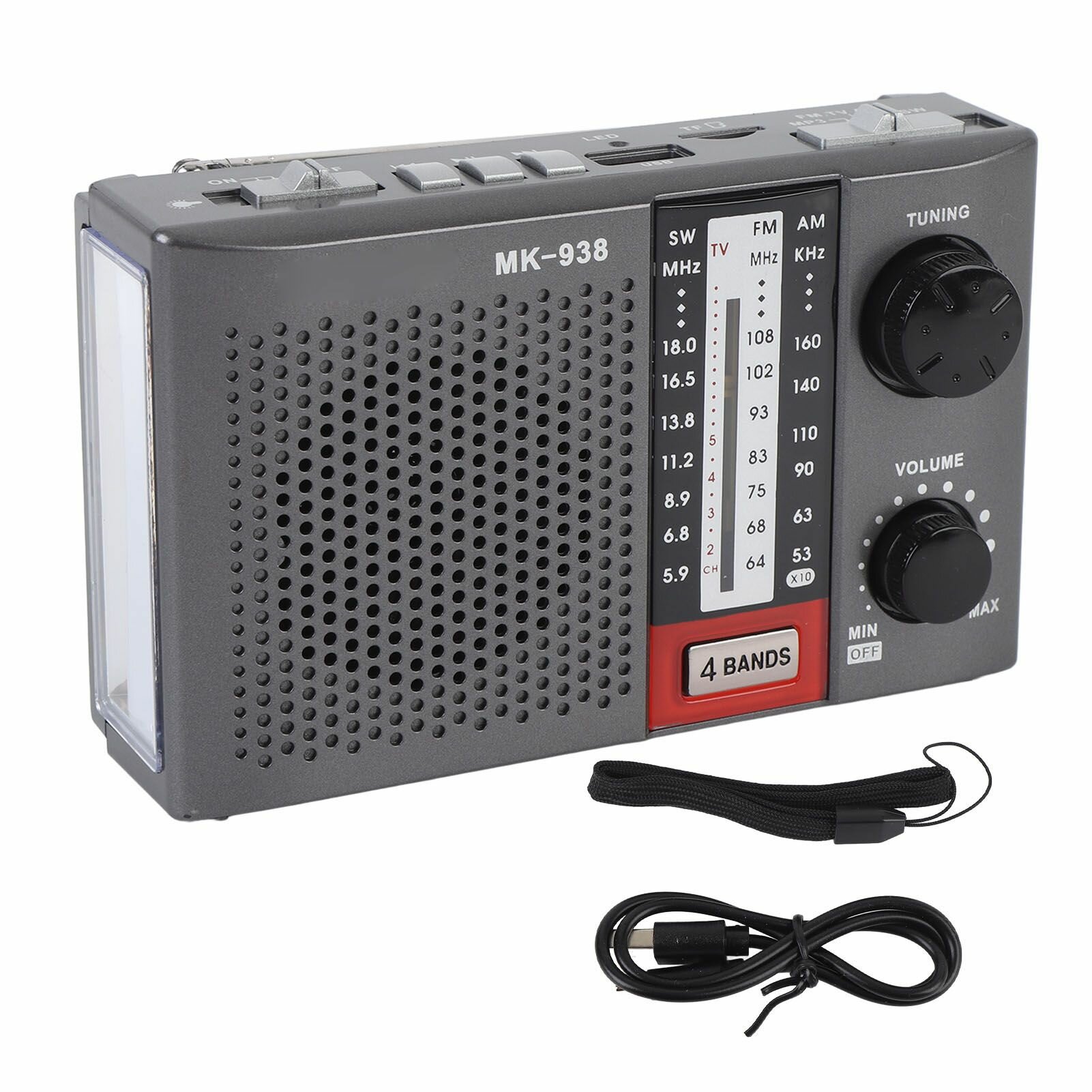 Портативное перезаряжаемое AM FM SW радио с антенной, стереодинамиком и фонариком для использования дома, в путешествиях и на кемпинге