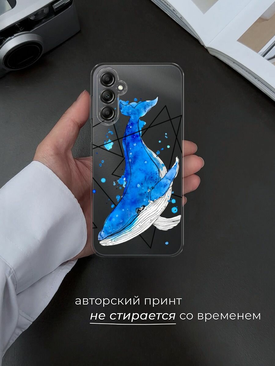 Чехол на Samsung Galaxy A15 / Самсунг А15 с принтом "Кит графика", прозрачный — фото 1