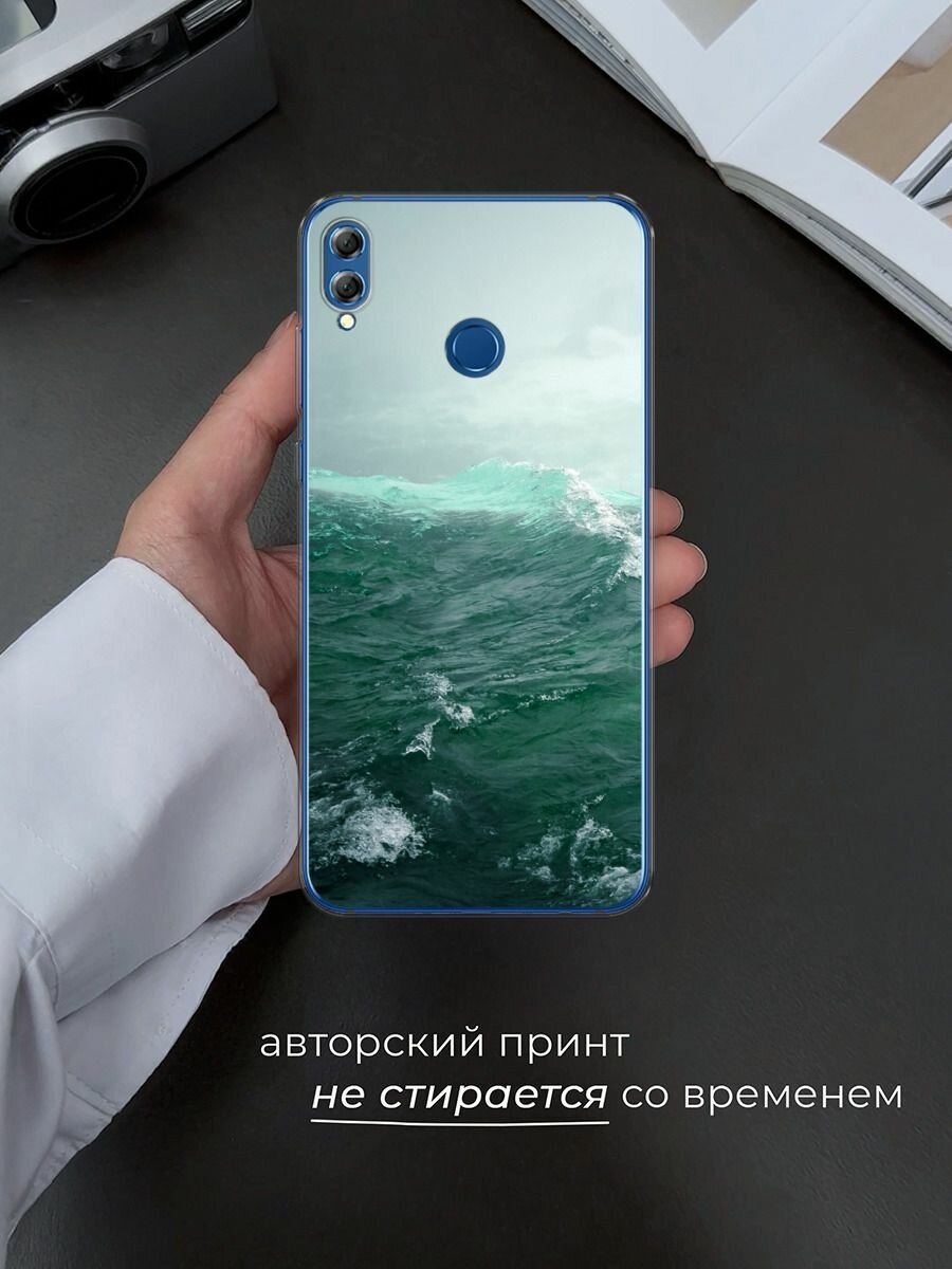 Силиконовый чехол на Honor 8X / Хонор 8Х с принтом "Волны 12" — фото 1