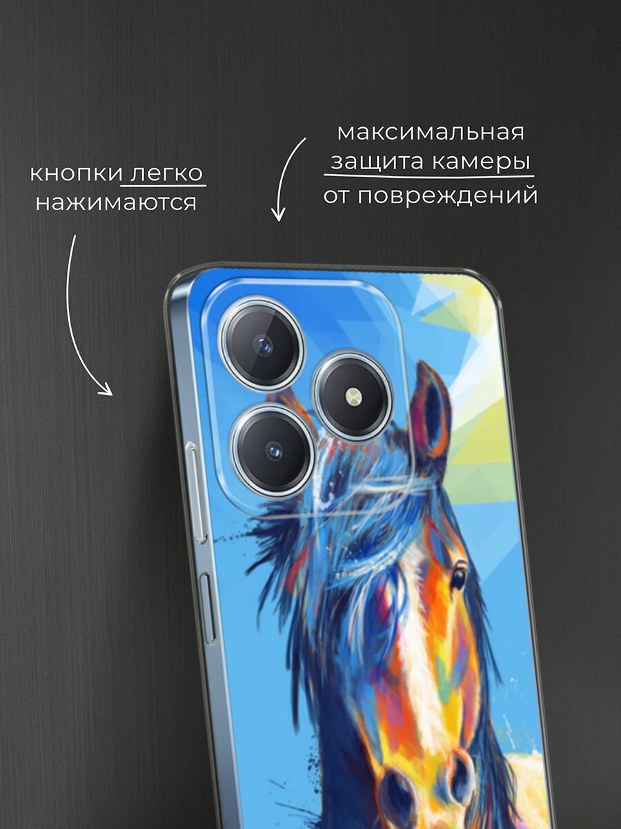 Силиконовый чехол на Realme C63 / Реалми С63 с принтом "Лошадь арт 3" — фото 1