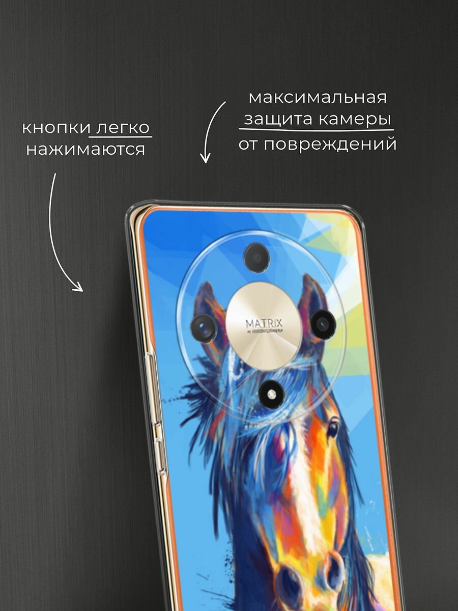 Силиконовый чехол на Honor X9b / Хонор X9B с принтом "Лошадь арт 3" — фото 1