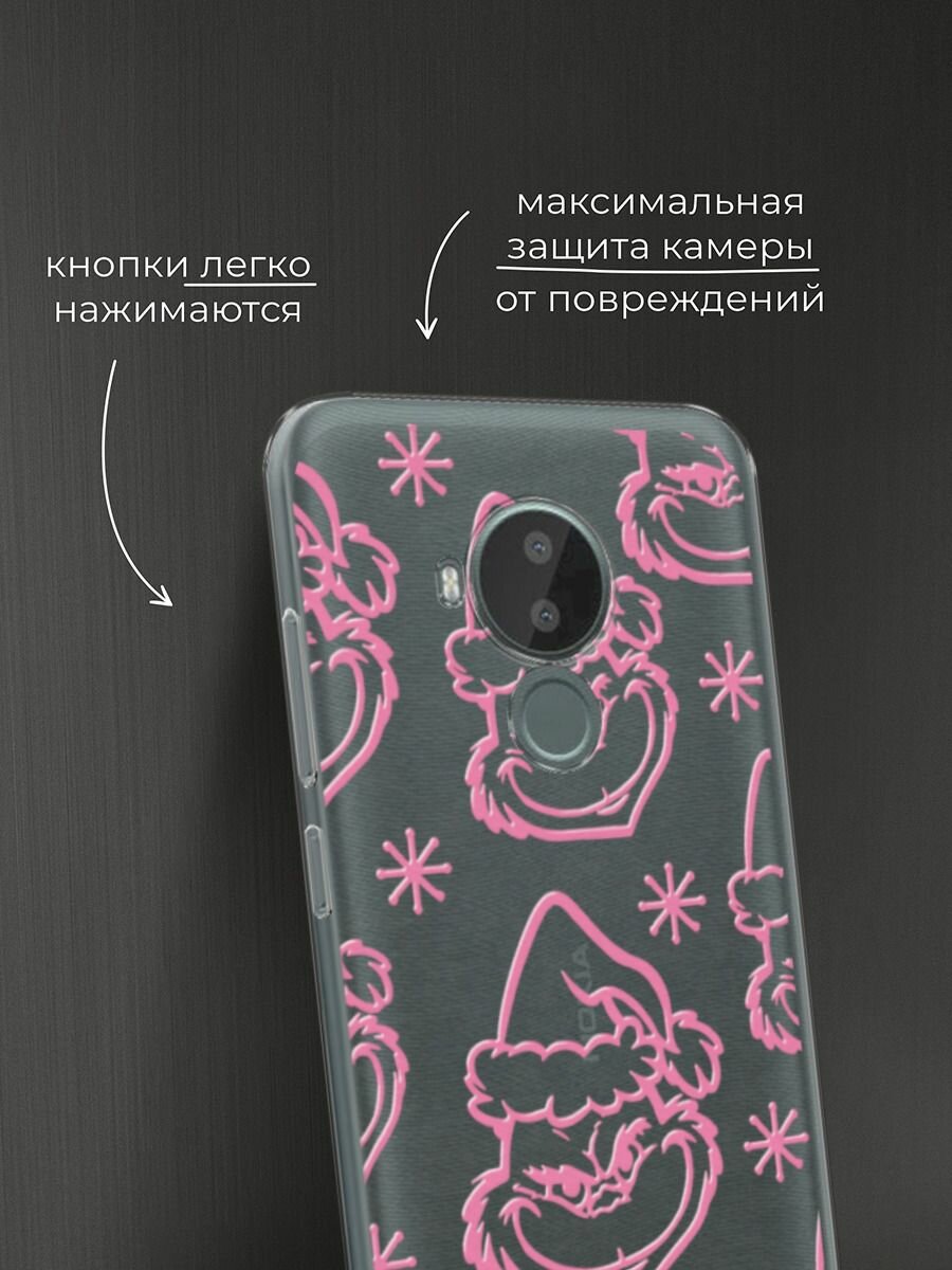 Чехол на Nokia C30 / Нокия C30 с принтом "Розовый Гринч 3" — фото 1