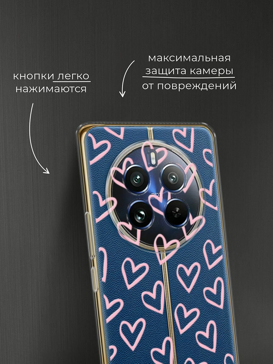Чехол на Realme 12 Pro / Реалми 12 Про с принтом "Сердца паттерн" — фото 1