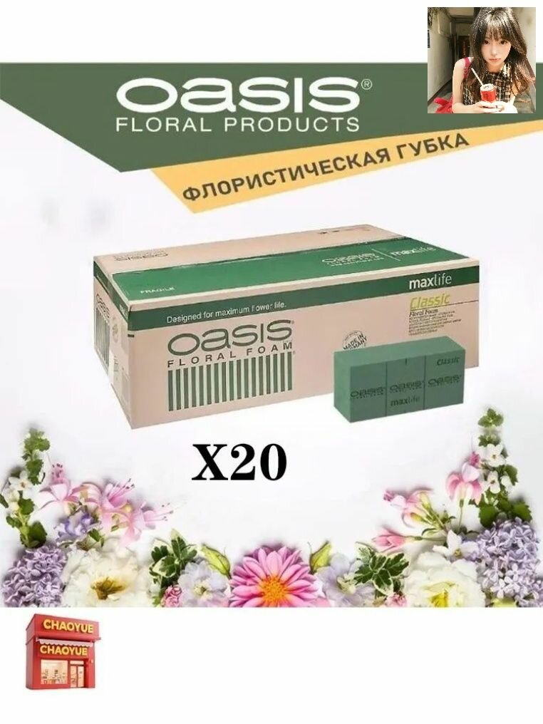 Эксклюзивный комплект из 20 флористических пенных кирпичей Oasis Classic, габариты 23 на 10 на 7 см