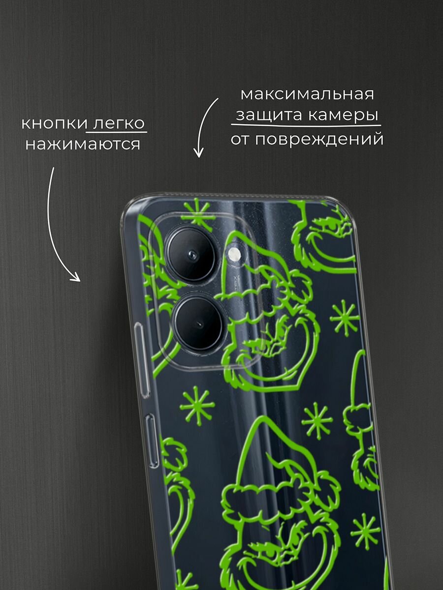 Чехол на Realme C33 / Реалми С33 с принтом "Зеленый Гринч 3" — фото 1