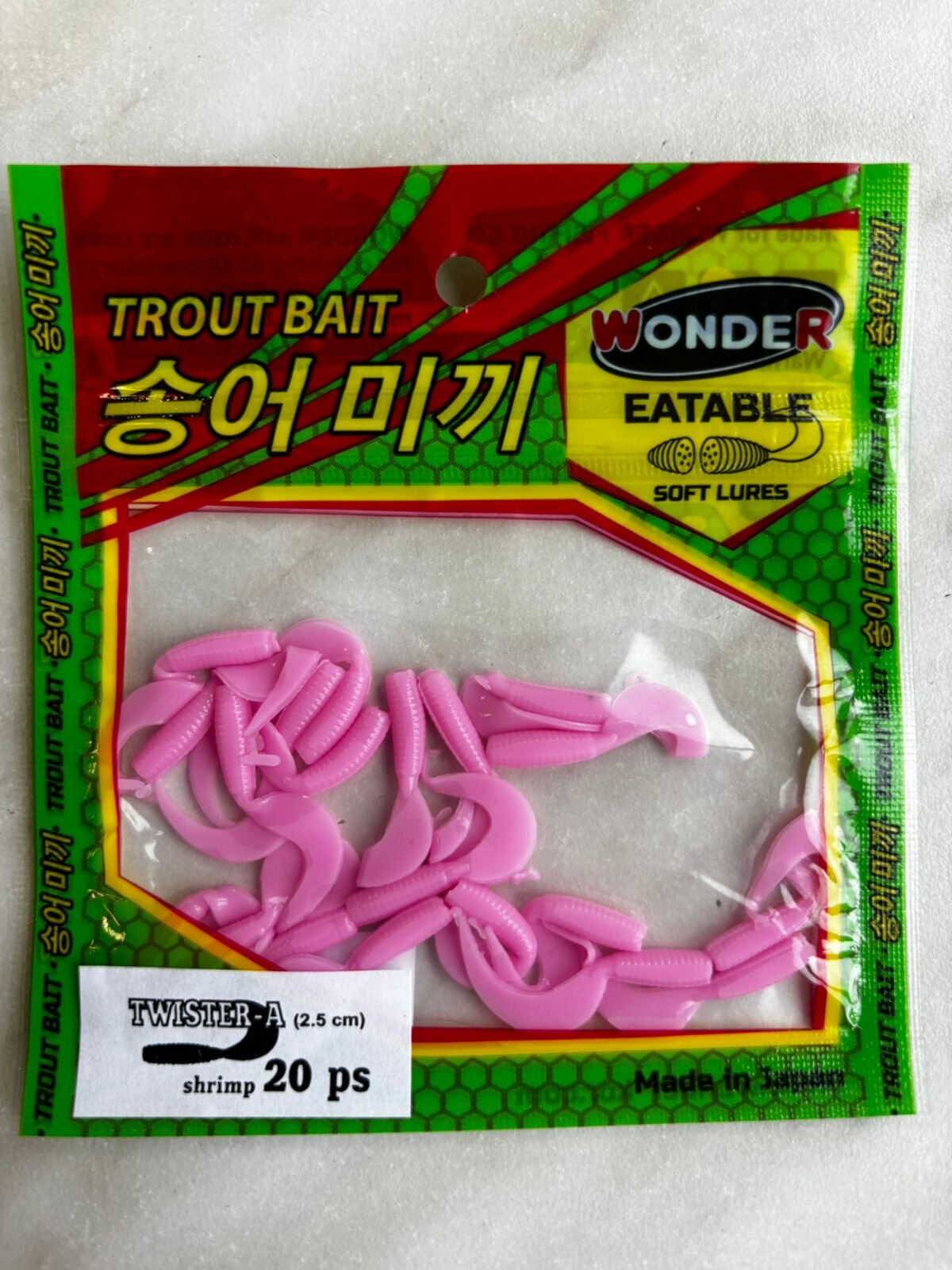 Силиконовая мягкая приманка Wonder Trout Bait Twister-A 2.5см. 20шт. №007 форелевая