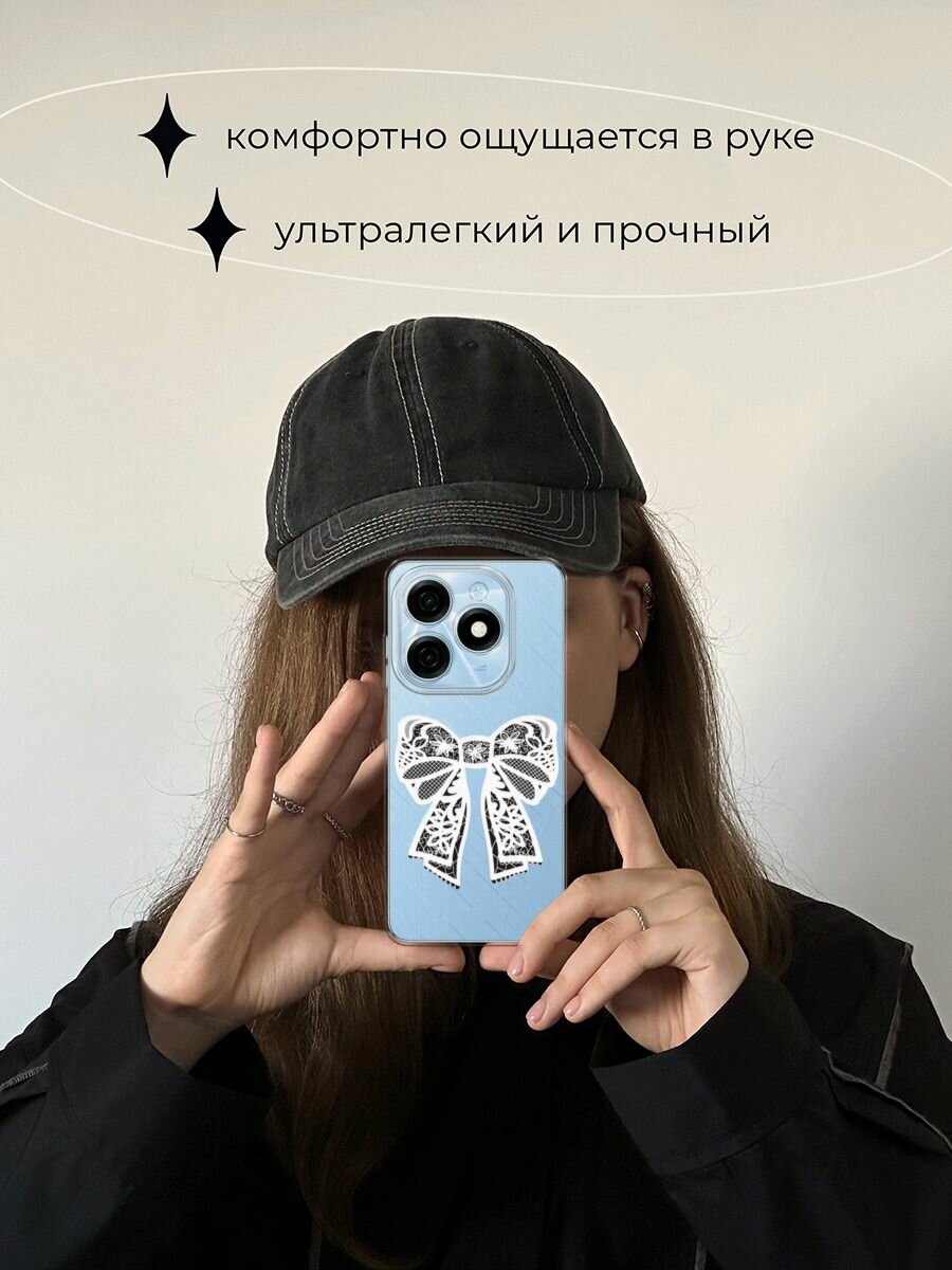 Чехол на Tecno Spark 20 / Текно Спарк 20 с принтом "Черно-белый бант 2" — фото 1