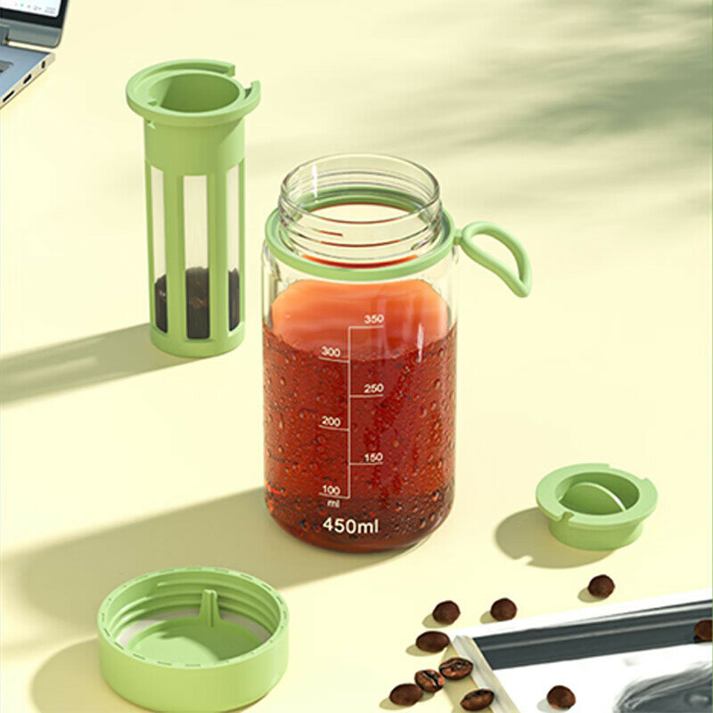 CLITON Cold Brew Coffee Maker, Filter Cold Brew Cup, Coffee Filter Pot, Cold Water Pitcher, Tea Infuser, Ice Drip Pot, Cold Brew Cup 600ml