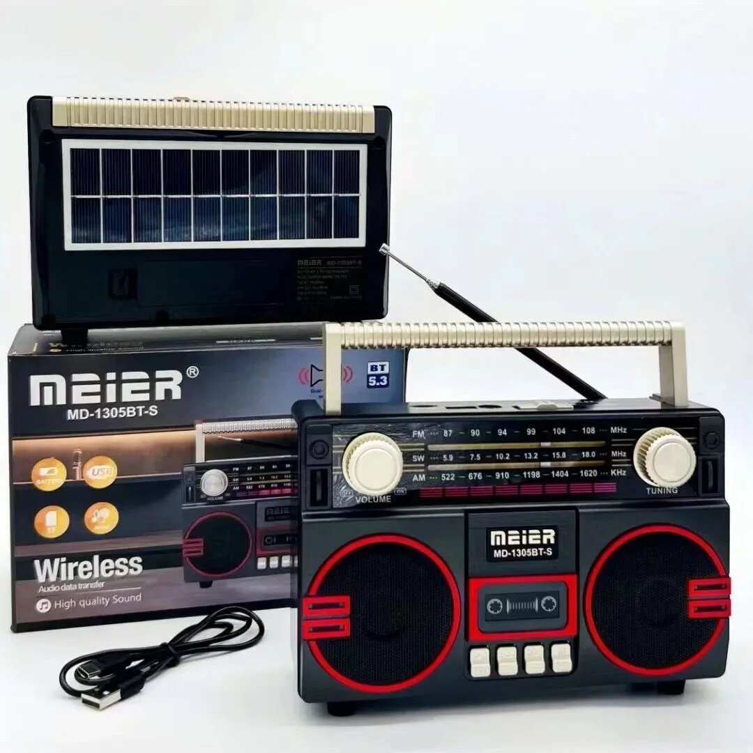 Ретро FM / AM / SW Радио Портативный полнодиапазонный радиоприемник Bluetooth Стерео Динамик MP3-плеер Поддержка воспроизведения через USB / TF карту / наушники