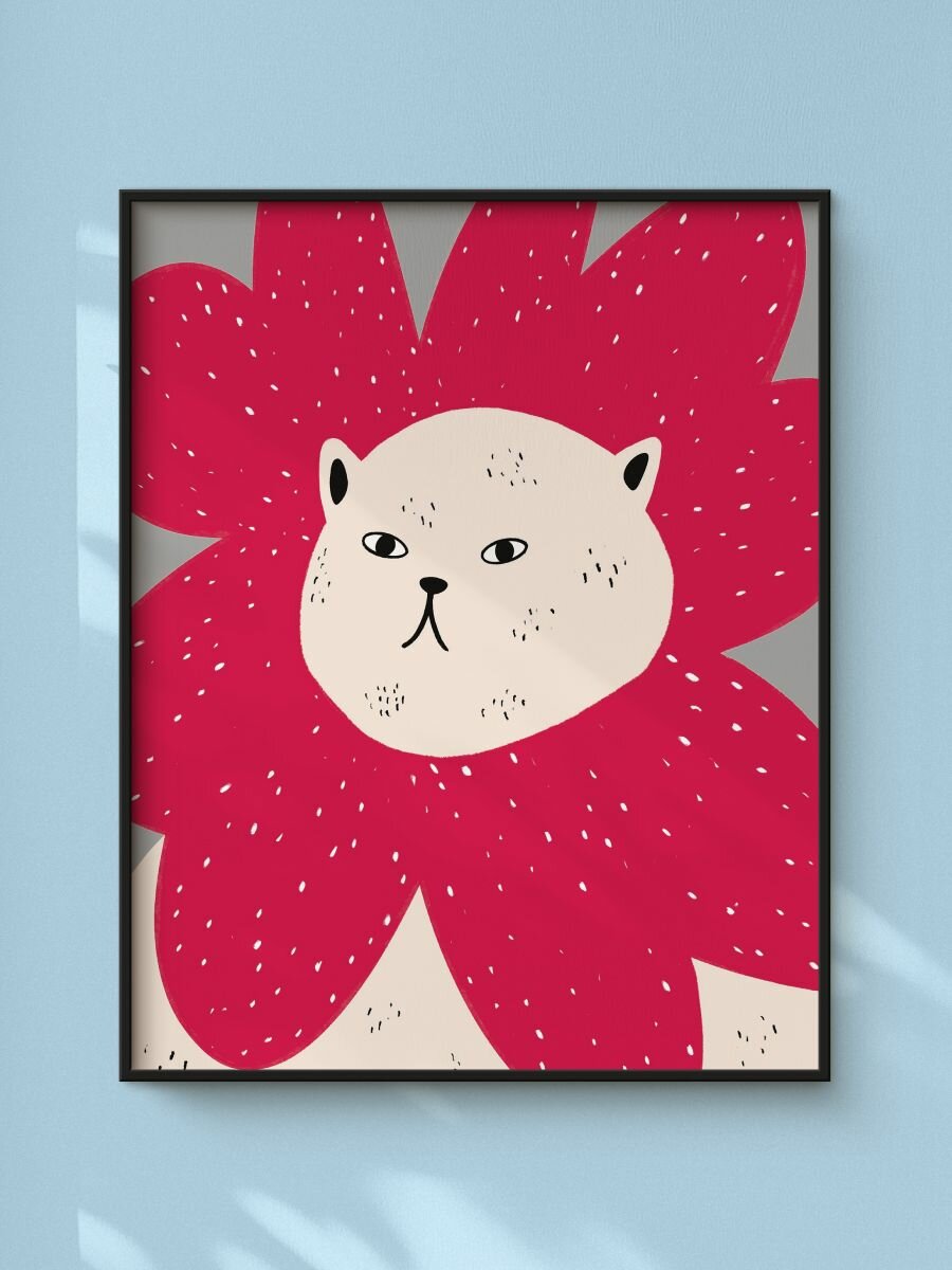 Постер Кот в розовом 40х50 см без рамы, интерьерный принт на стену, плотная бумага