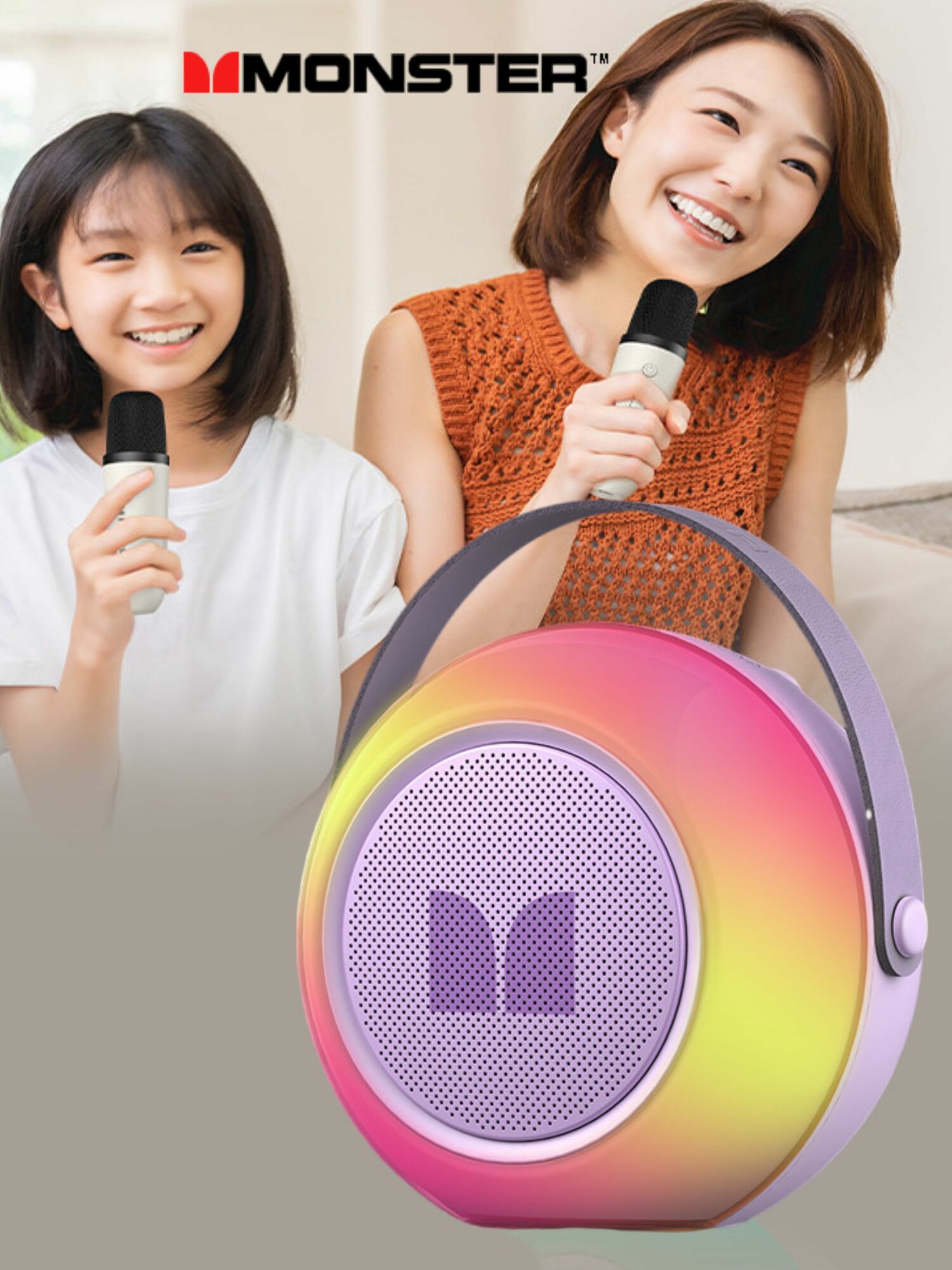 Колонка караоке портативная MONSTER M8, Световые эффекты RGB, USB/AUX/Type C