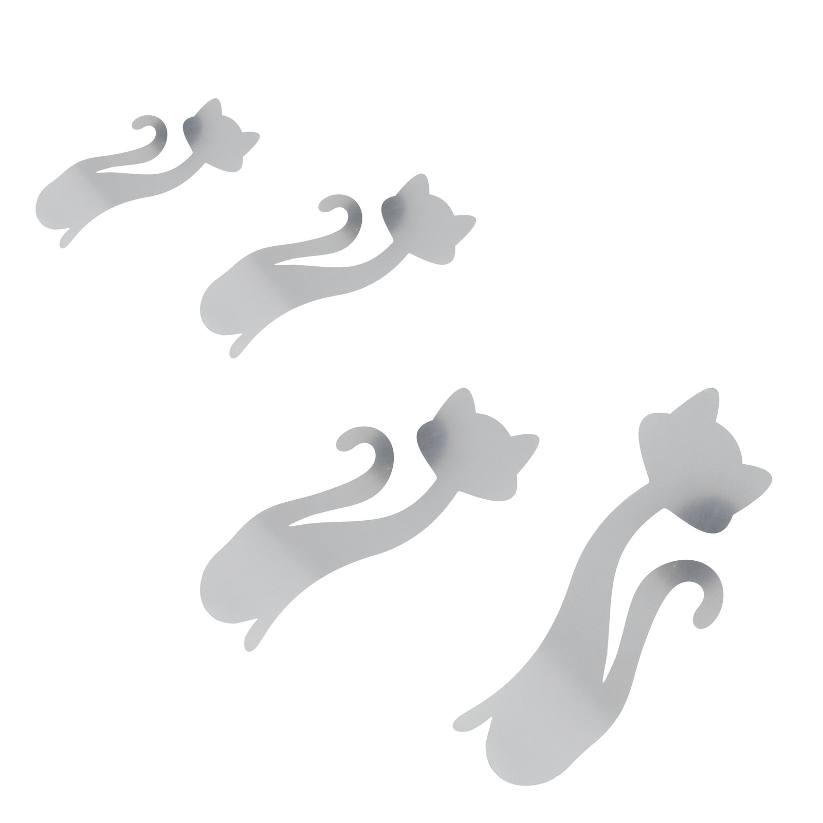 Зеркальные наклейки на стену в форме кошки, домашняя гостиная, спальня, сделай сам, настенные художественные украшения, серебро