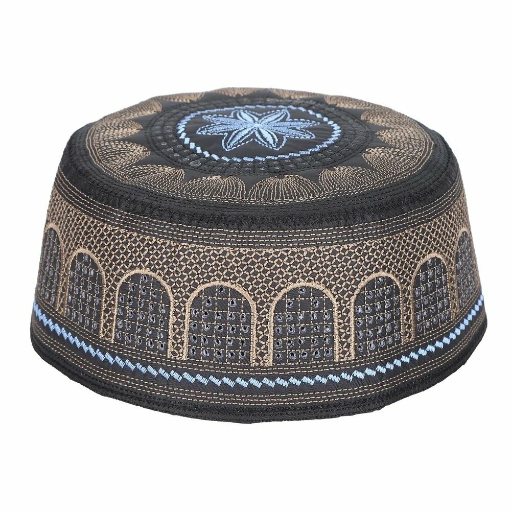 Мусульманская шляпа, исламское поклонение, молитвенная вышивка, Саудовская Аравия, мужские головные уборы, полиэстер, хлопок, черный58