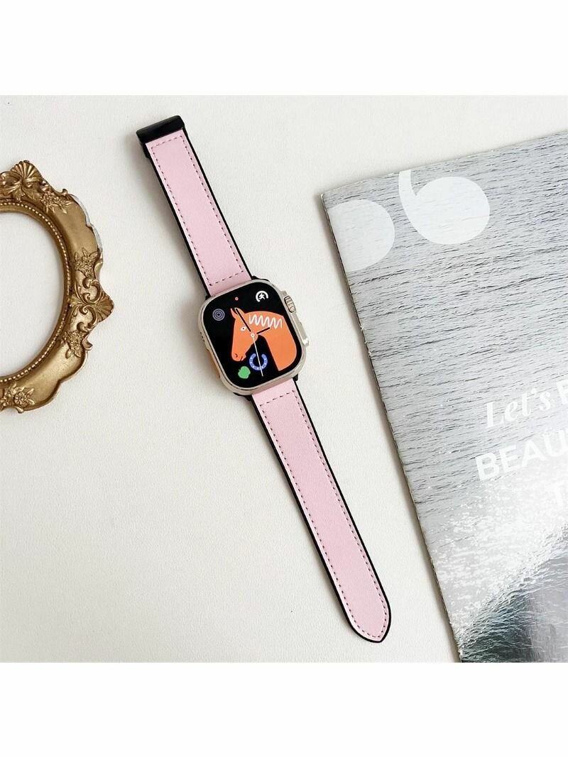 Силиконовая кожаная лента для Apple Watch Band 46мм 44мм 40мм 45мм 41мм 49мм 42 мм Магнитная лента для серии iWatch10 9