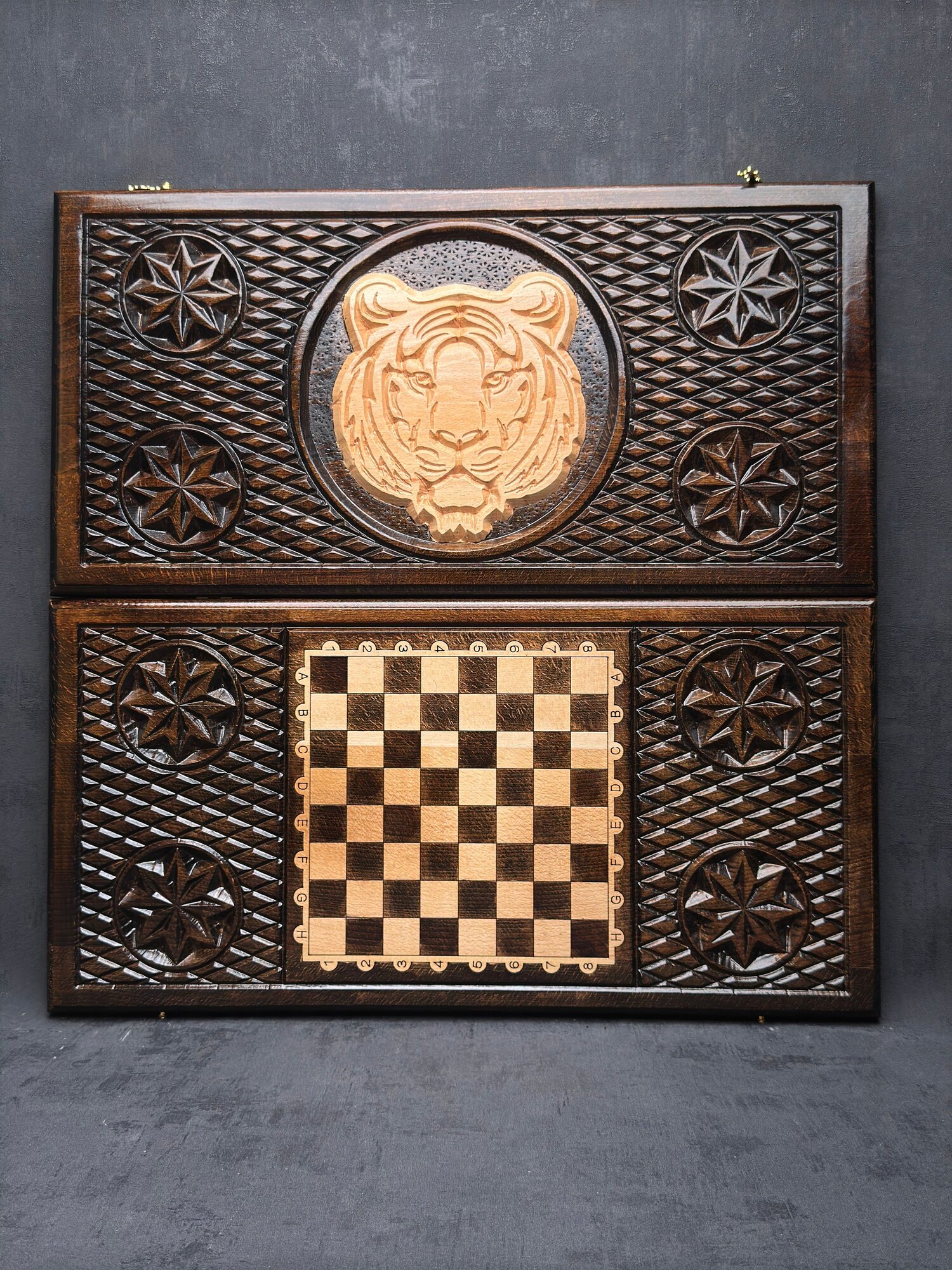 Нарды Резные "Тигровый взгляд", большие 60см