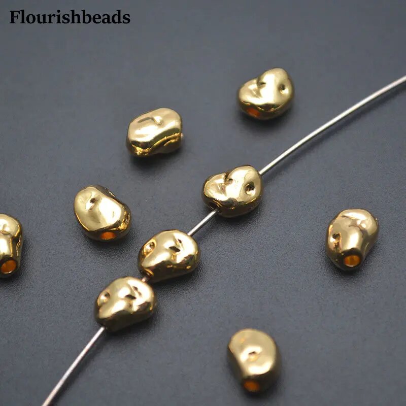 50 шт. золотого цвета неправильной формы картофельные овальные самородок металлические бусины-разделители для изготовления браслетов и ожерелья