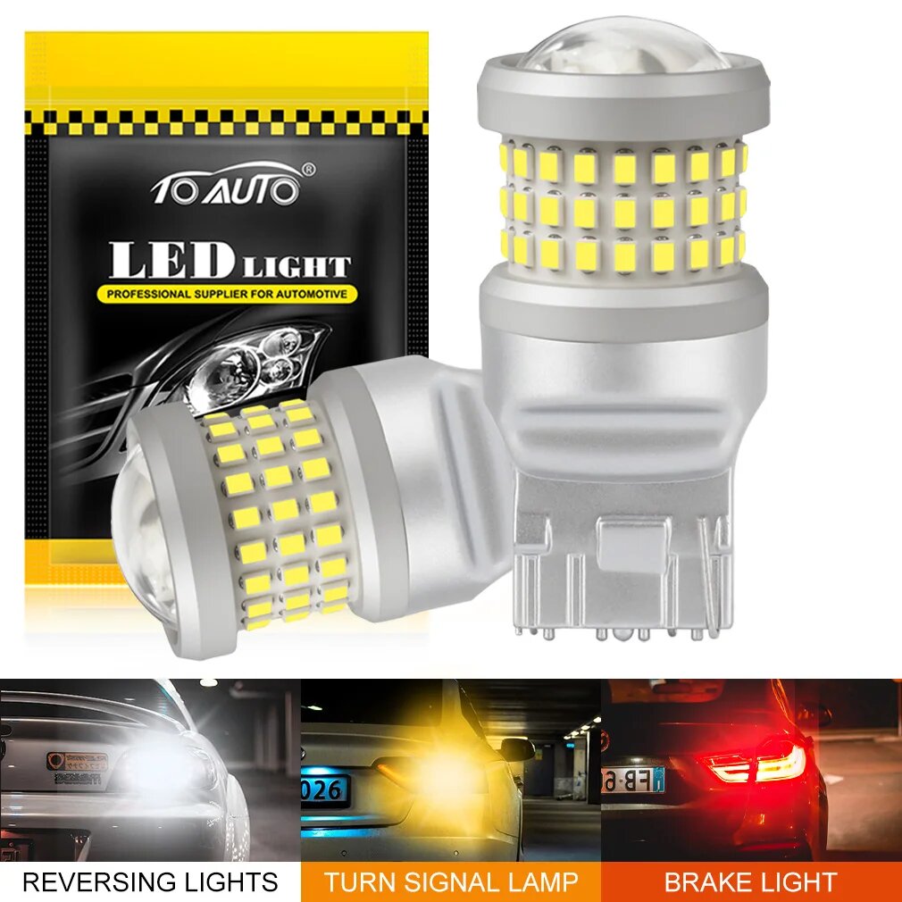 2 шт. Желтые LED лампы T20 7443 W21/5W для указателей поворота