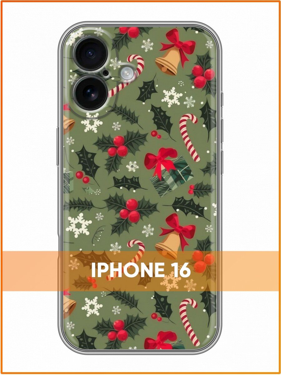 Чехол для Iphone 16 с принтом Новый год (Айфон 16)