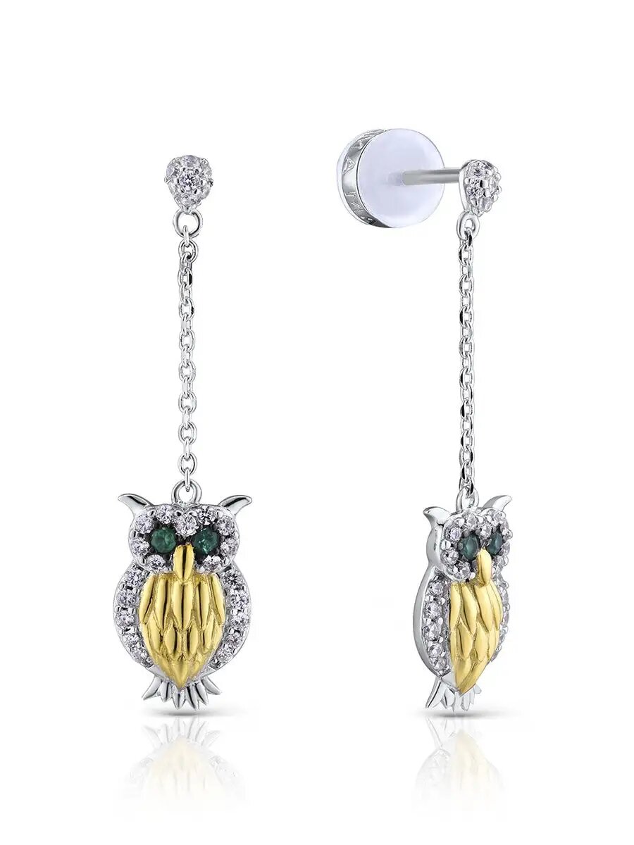 Серьги, серебро, 925 проба, фианит