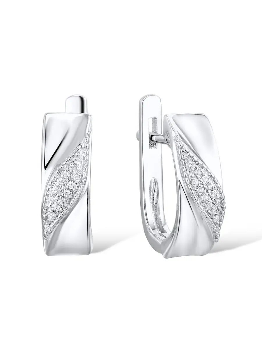 Серьги, серебро, 925 проба, бриллиант