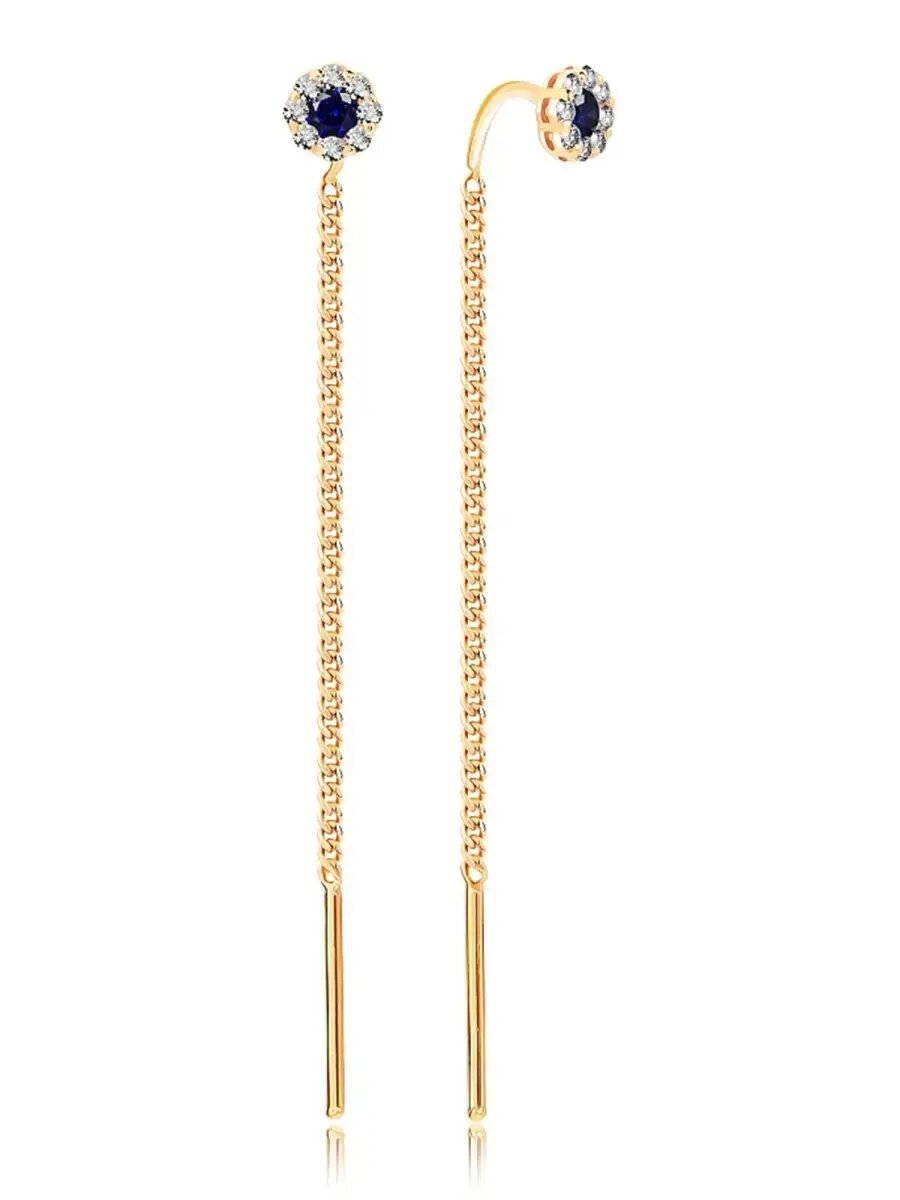 Серьги цепочки, серебро, 925 проба, родирование, фианит