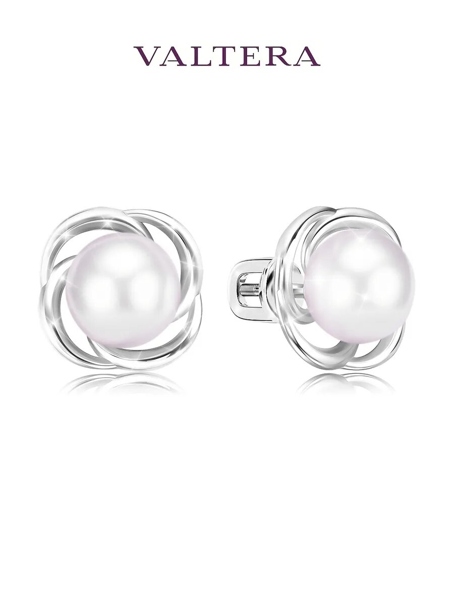 Серьги, серебро, 925 проба, родирование, жемчуг культивированный